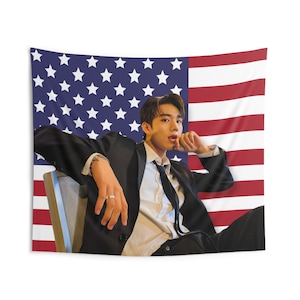 P1HARMONY Intak Suit Tie America Flag, P1HARMONY Tour 2024 Kpop Flag ...