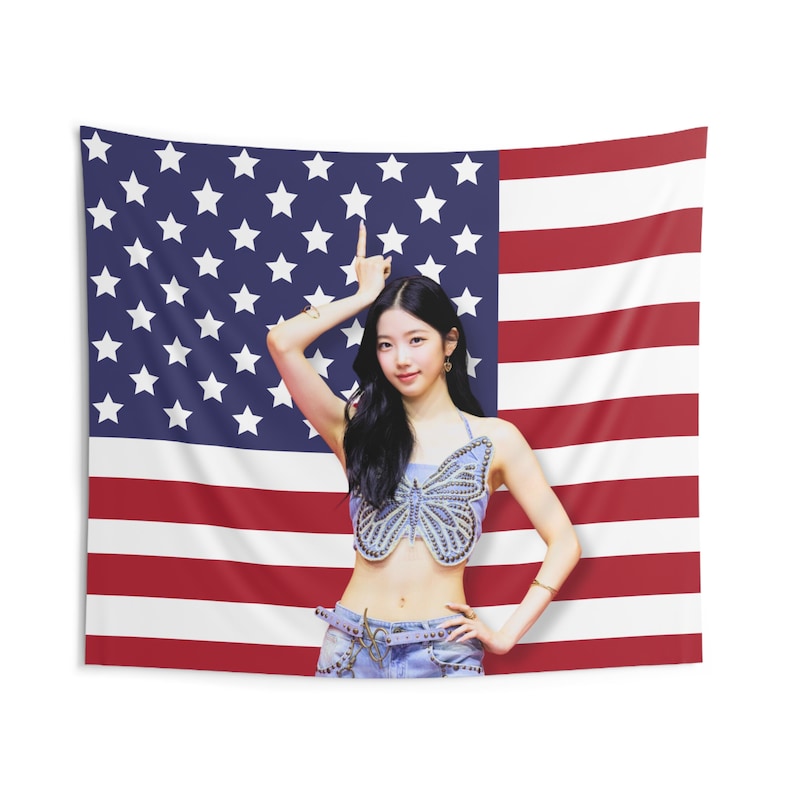 Le Sserafim Kazuha Flag Banner, Le Sserafim Kazuha Kpop American Flag Tapestry, Le Sserafim Kpop ...
