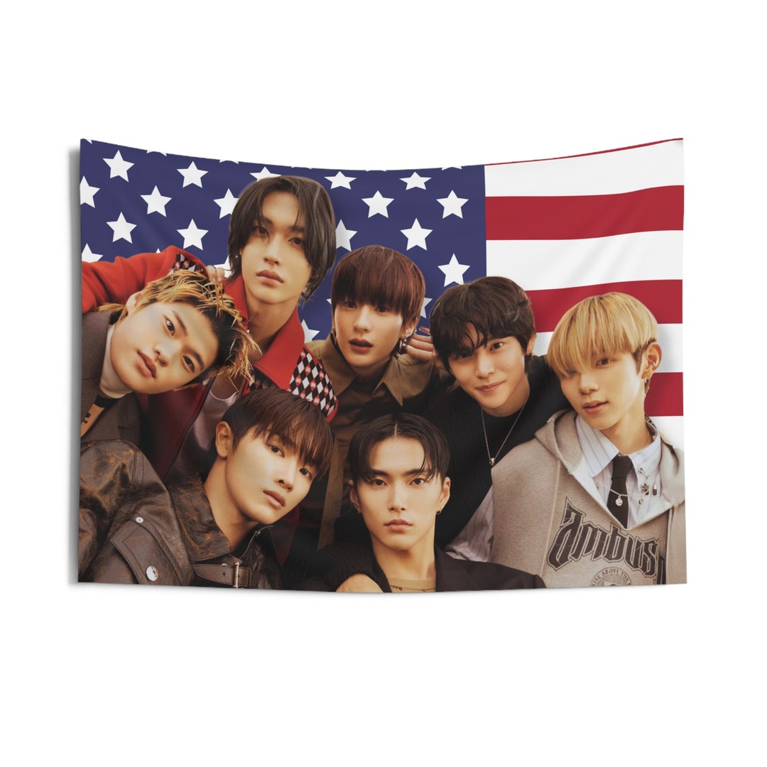Riize Members Flag Banner, Riize Group Photo American Flag Tapestry ...