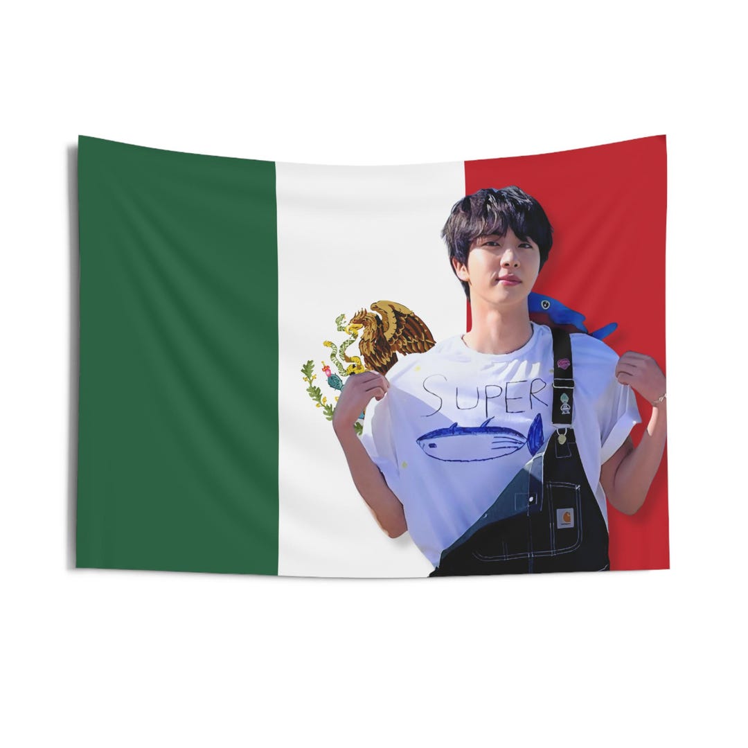 BTS Jin Super Tuna Mexico Flag Banner, 2024 Jin Astronaut Kpop Flag ...