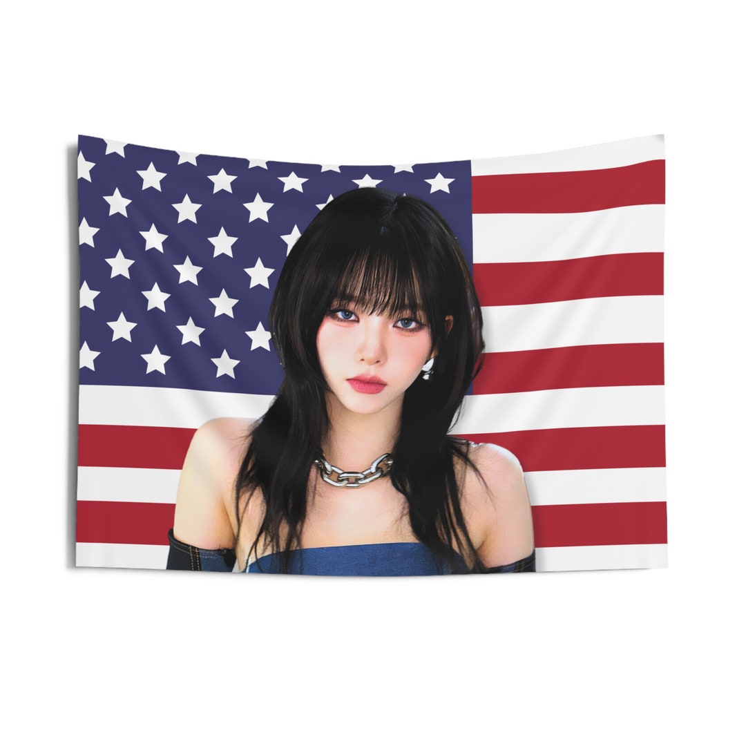 AESPA Karina Wolf Cut America Flag, Aespa Karina My World Kpop Flag ...