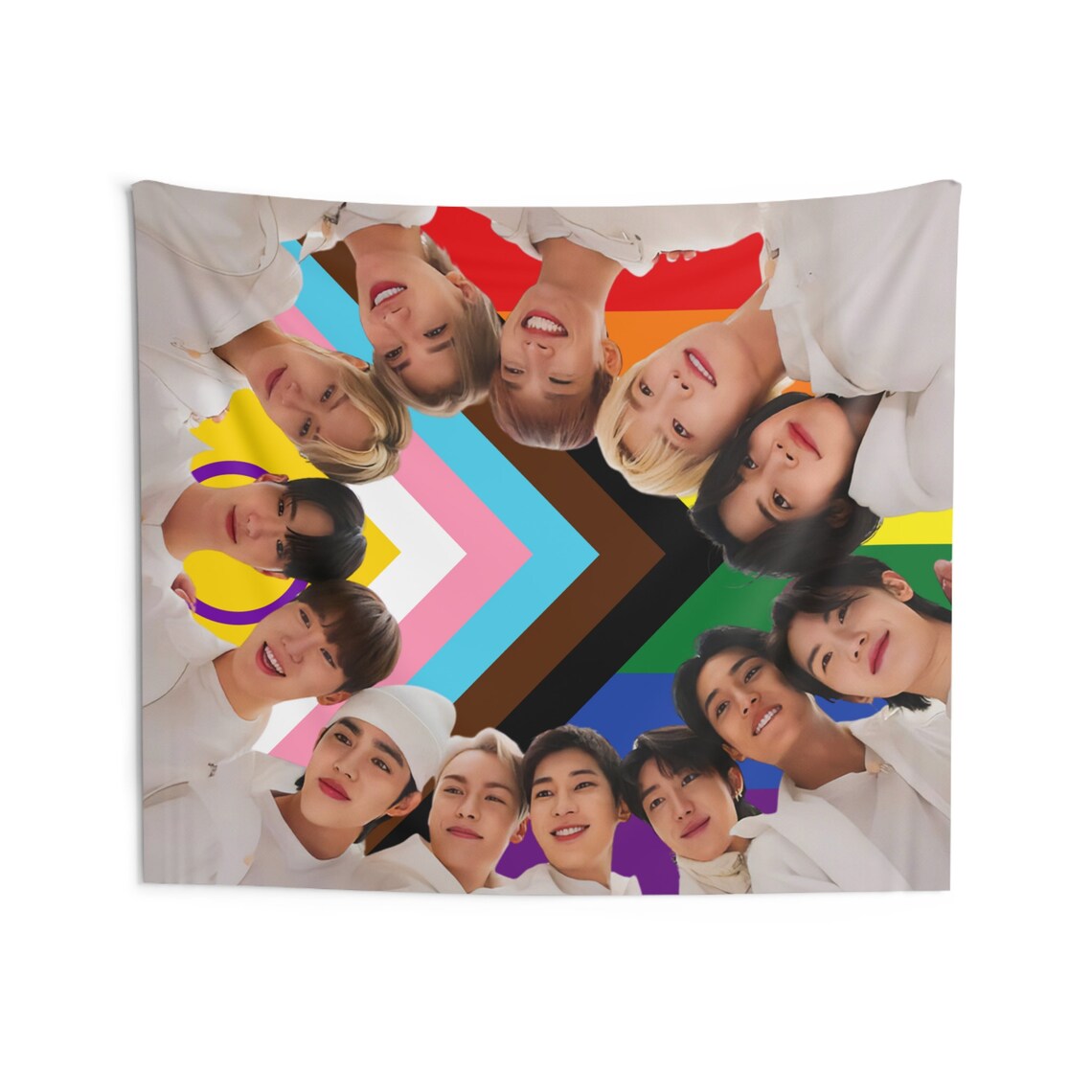 Svt Group Photo Pride Flag, Seventeen Members Kpop Pride Banner ...