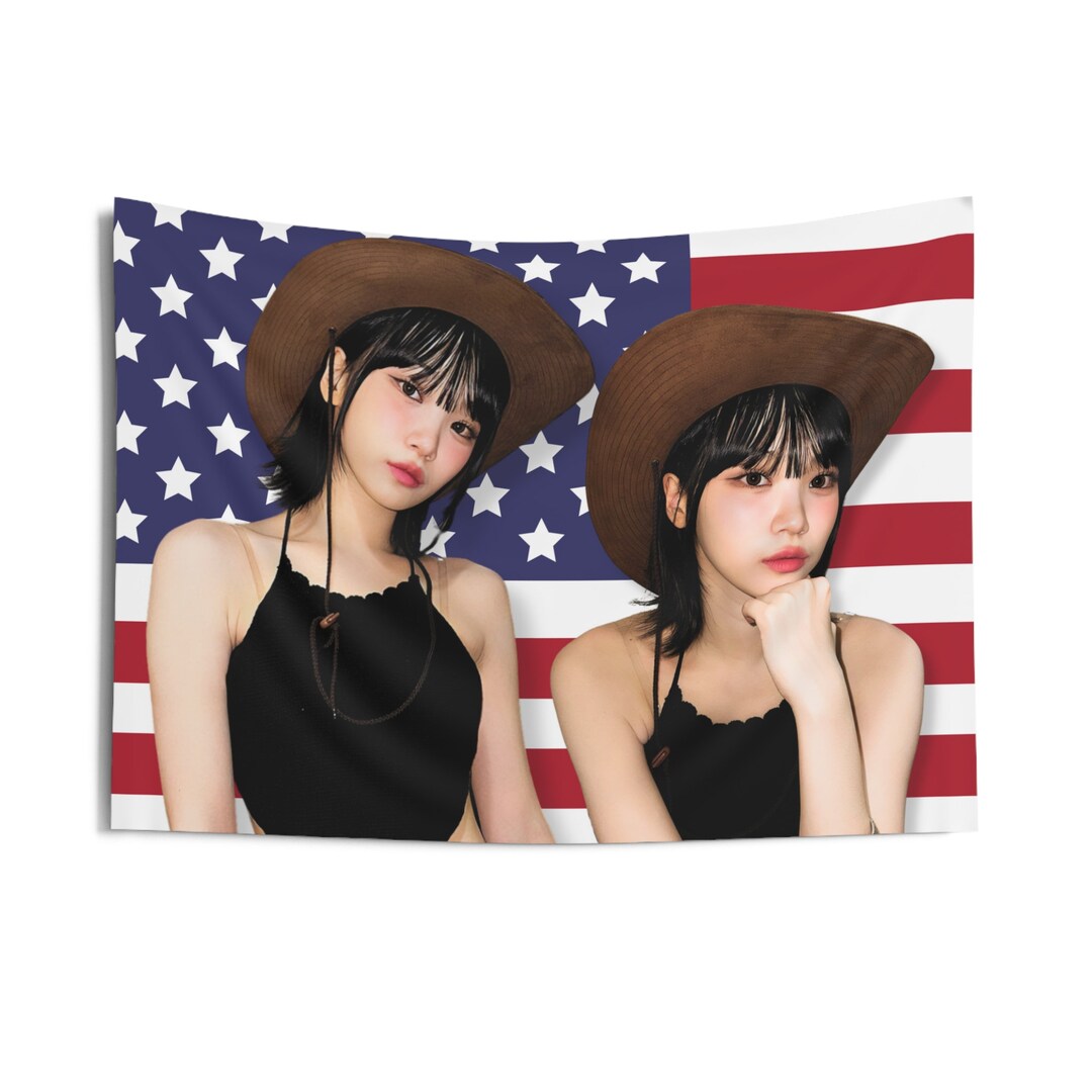Le Sserafim Chaewon America Flag Banner, Le Sserafim Chaewon Cowboy Hat ...