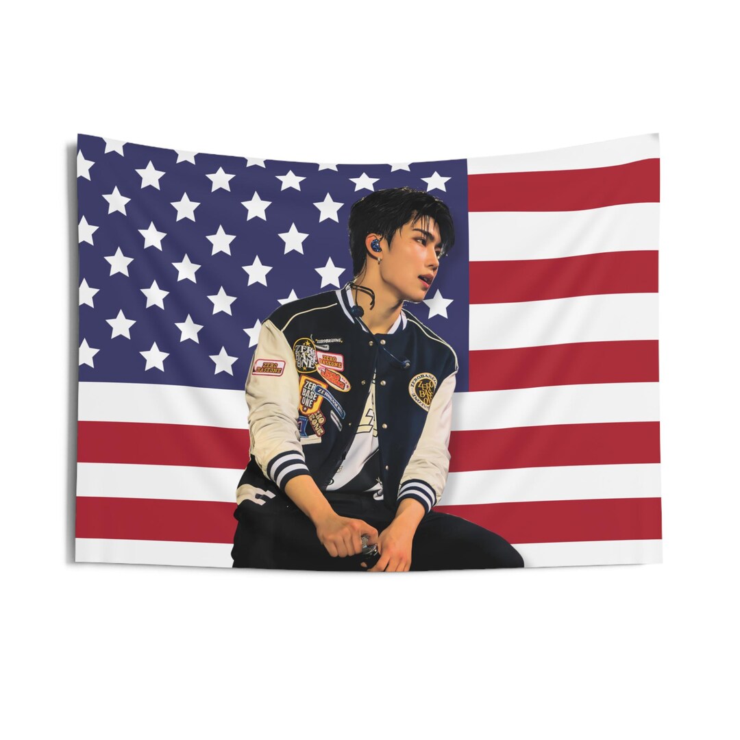 Zb1 Gunwook Side Profile America Flag Banner, Zerobaseone Kpop Flag ...