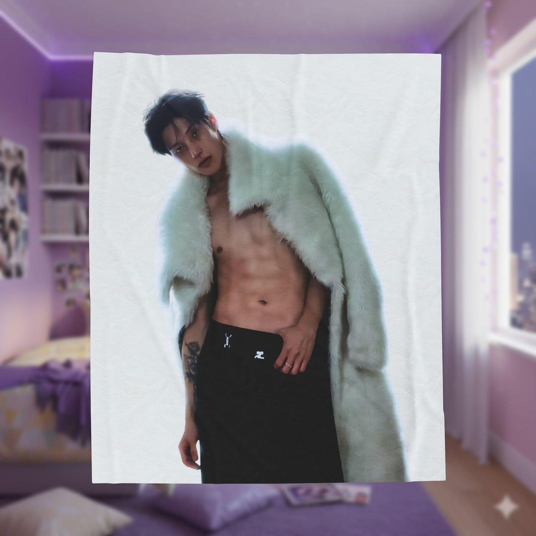 Ateez Wooyoung Abs Fur Coat Plush Blanket, Ateez Tour 2025 Kpop Blanket ...