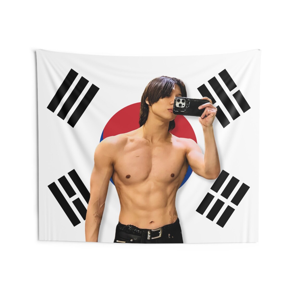 SHINEE Taemin Shirtless Gym Selfie Flag Banner, SHINEE Taemin Kpop Sk Flag Tapestry, Taemin Kpop ...