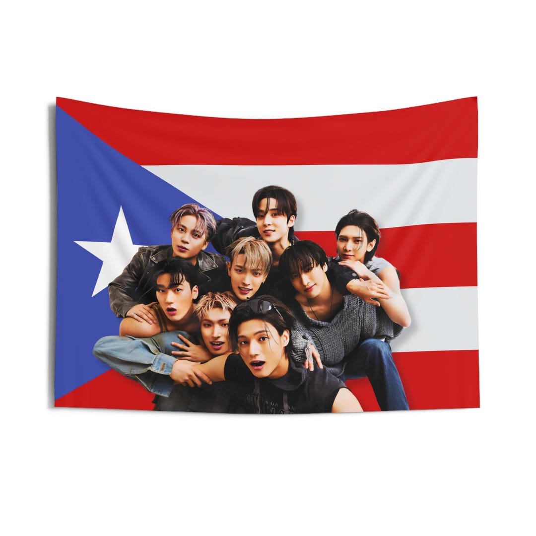 Ateez Members Puerto Rico Flag Banner, Ateez Coachella Kpop Flag, Ateez ...