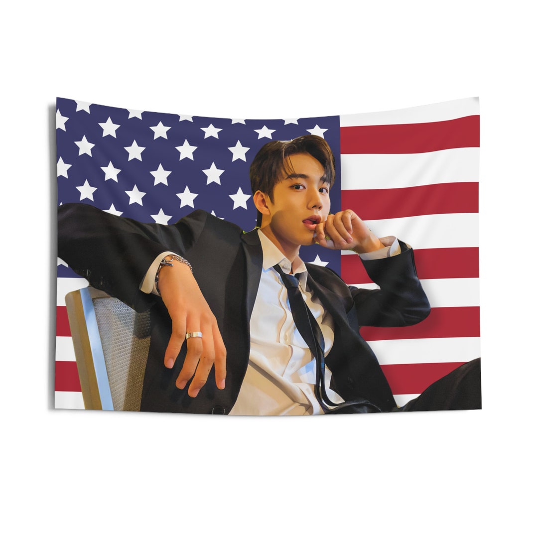 P1HARMONY Intak Suit Tie America Flag, P1HARMONY Tour 2024 Kpop Flag ...
