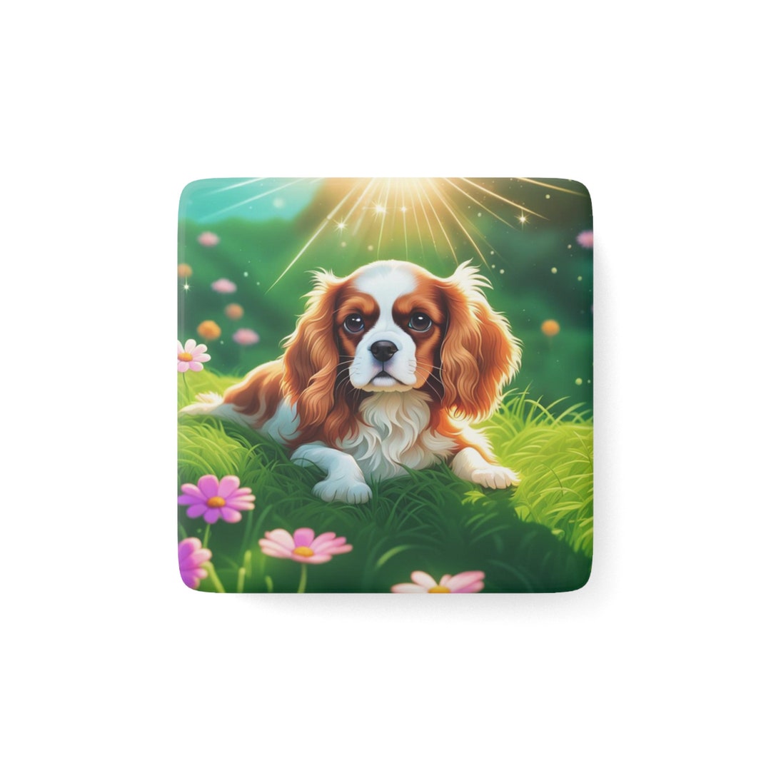 Cavalier King Charles Spaniel Puppy Porcelain Magnet, Square - Etsy