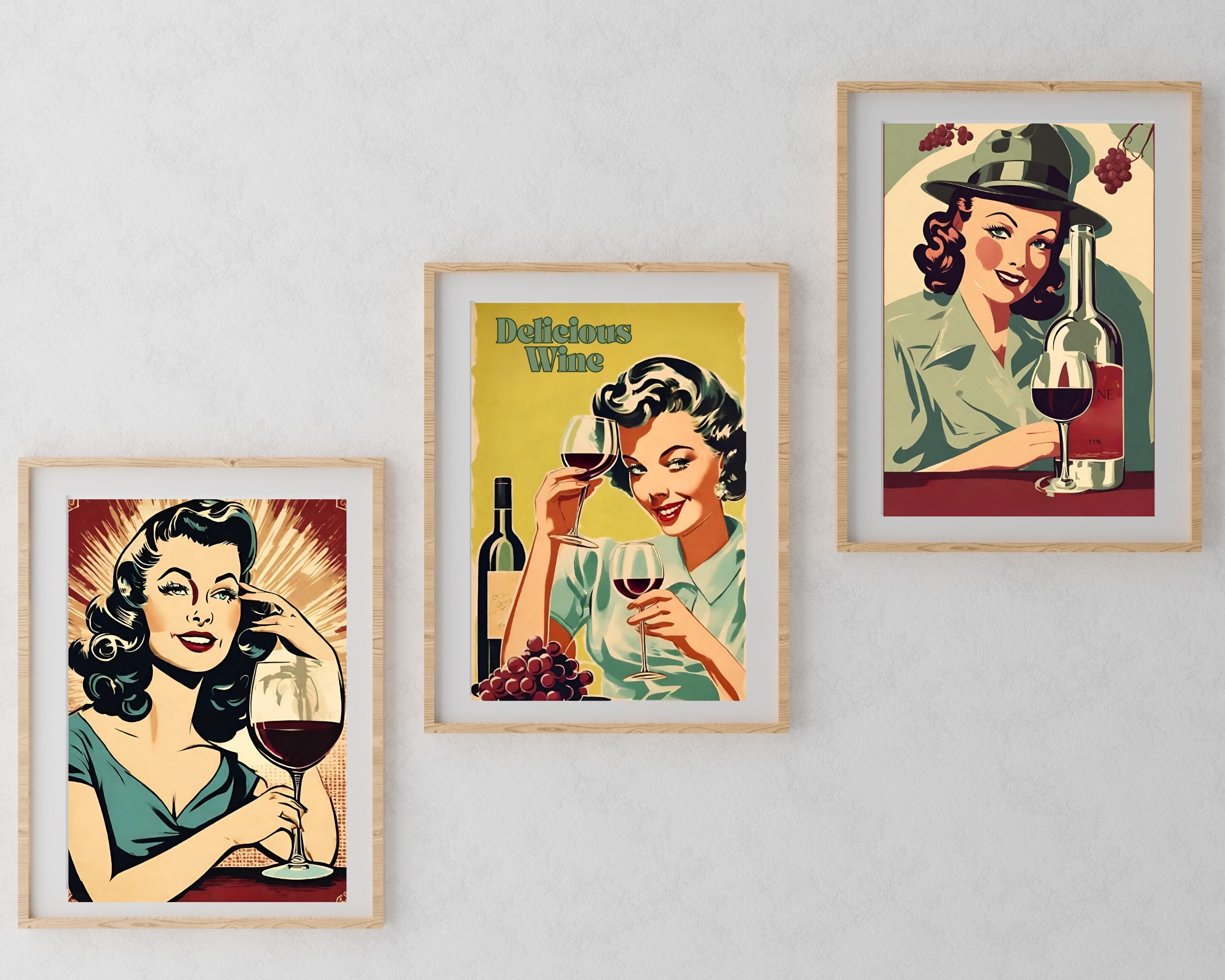 Vintage Posters, Wine, Set of 12, Digital Download, Retro Style ...