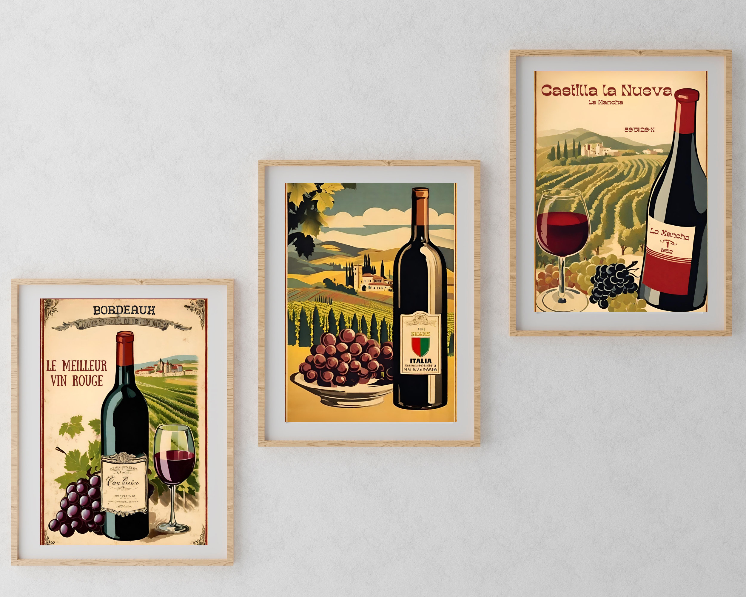Vintage Posters, Wine, Set of 12, Digital Download, Retro Style ...