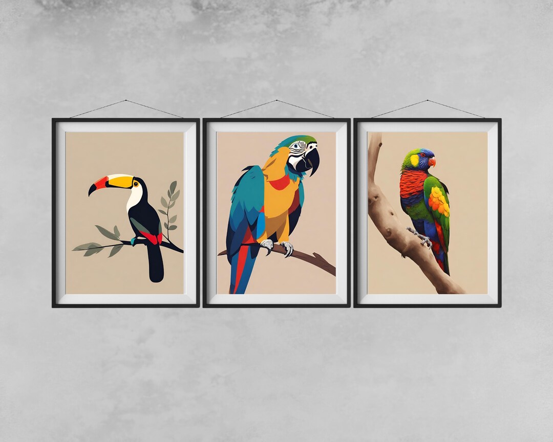 Poster, Birds Set of 3, Minimalist, Digital Poster, Wall Art, Art Decor ...