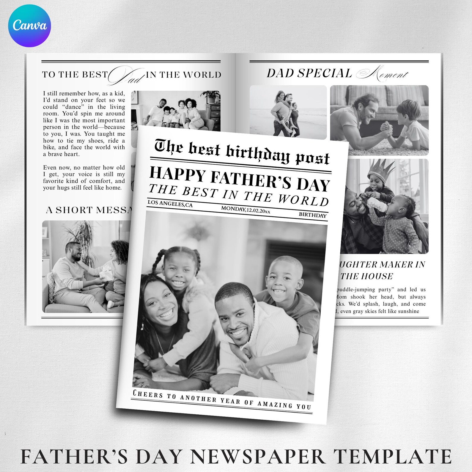 Father's Day Newspaper Template,greeting Card for Dad,first Father's ...