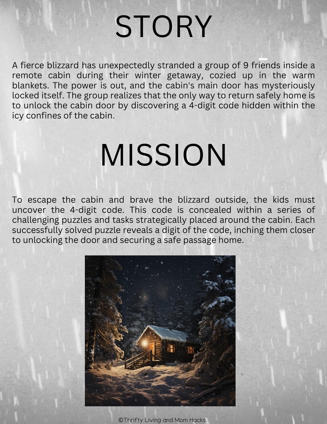 SNOWED IN Escape Room, Printable Escape Room, Instant Download, Escape ...