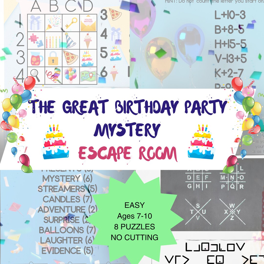 The Great Birthday Party Mystery: Printable Escape Room Game for Kids 7 ...