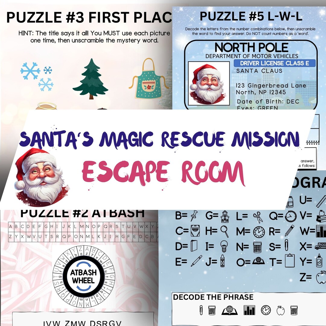 Santa's Magic Rescue Escape Room for Kids, Printable Christmas, DIY ...