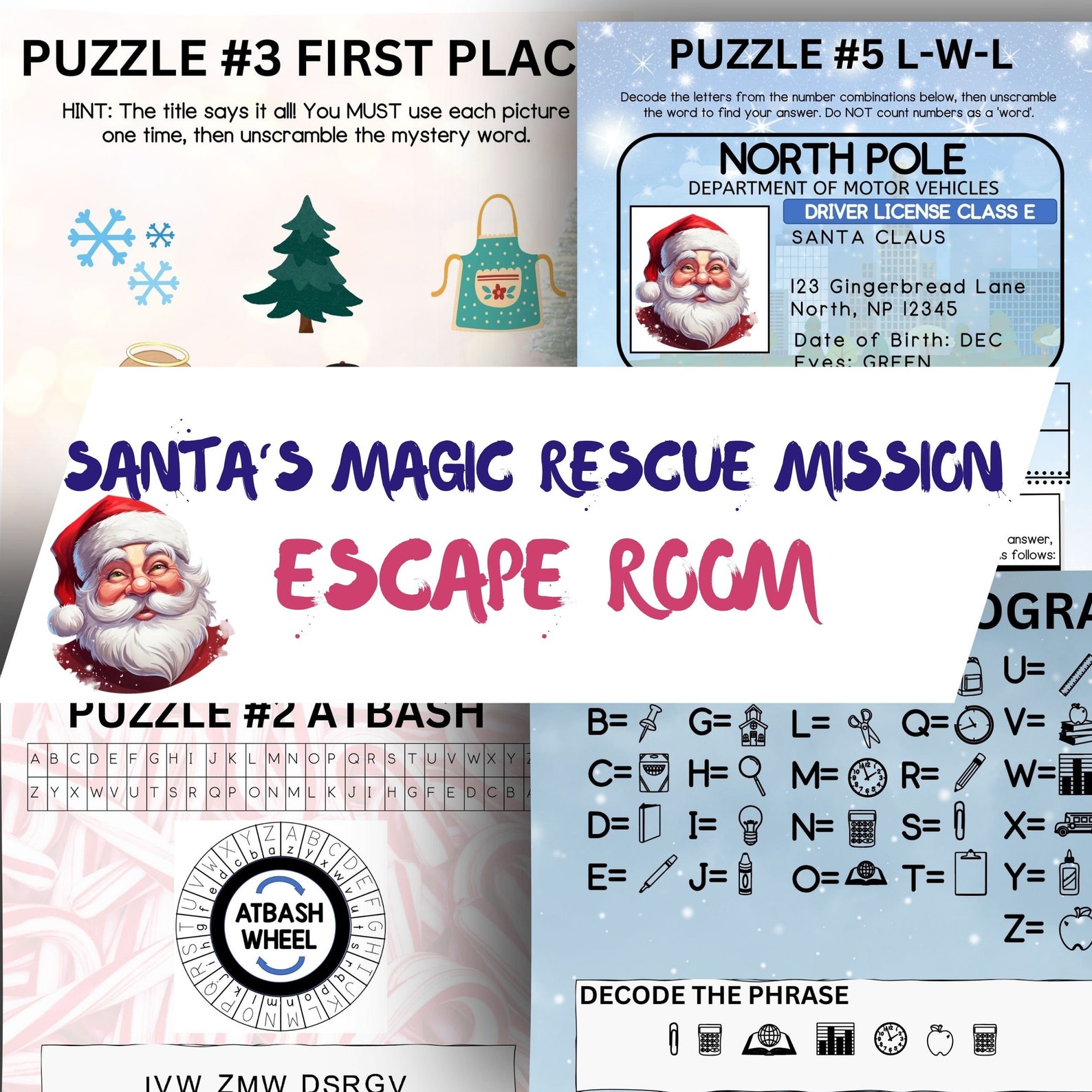 Santa's Magic Rescue Escape Room for Kids, Printable Christmas, DIY ...
