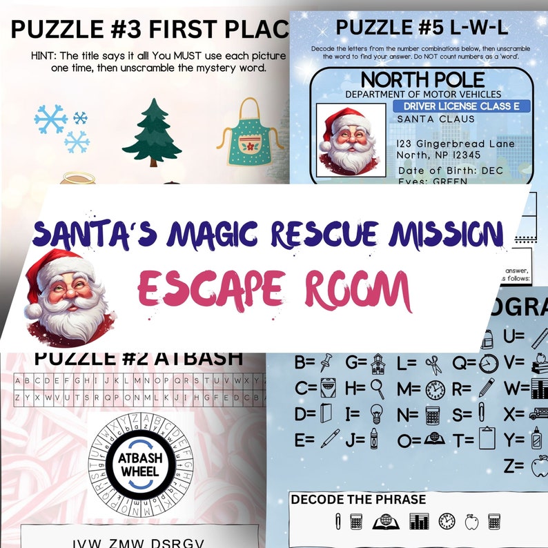 Santa's Magic Rescue Escape Room for Kids, Printable Christmas, DIY ...