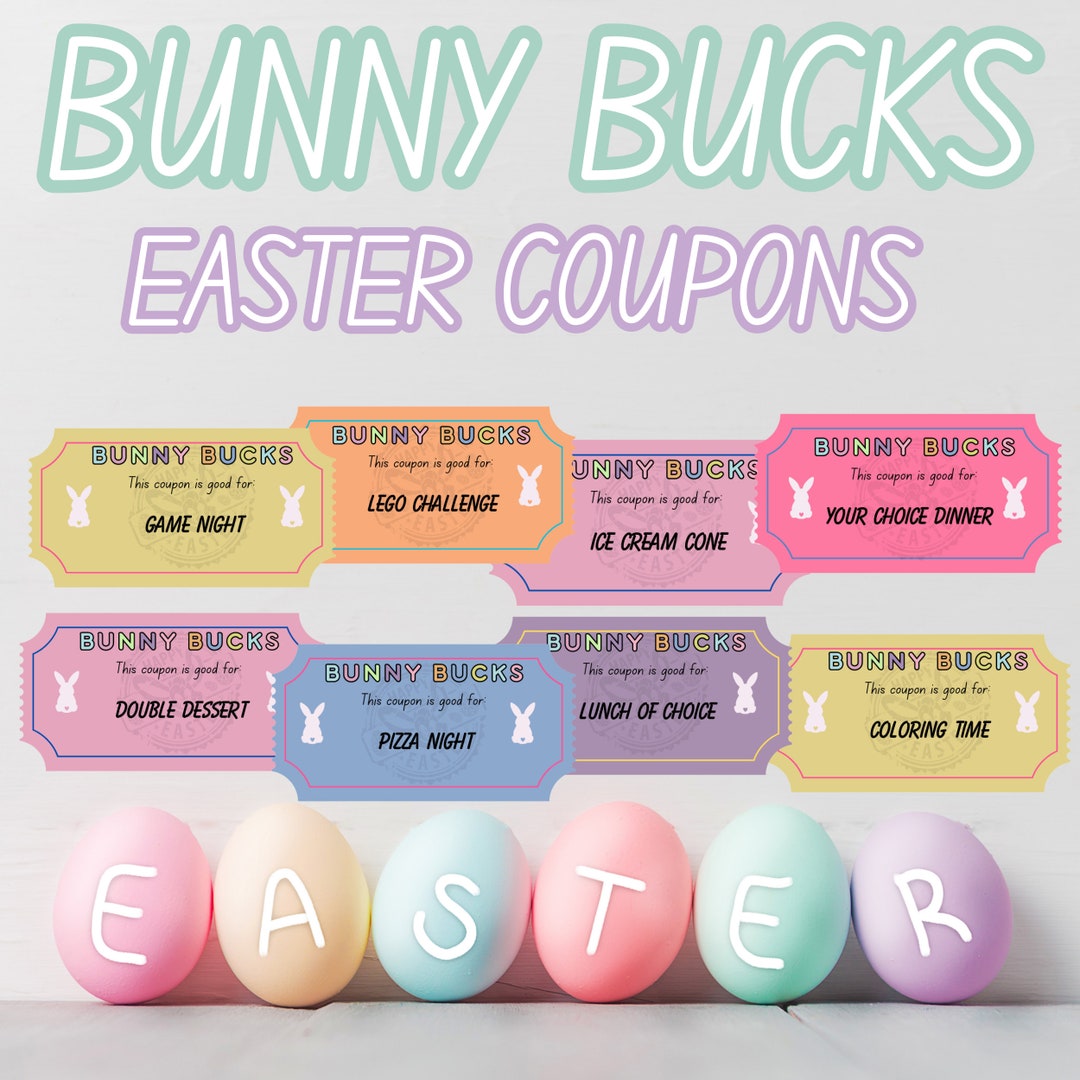 EASTER Bunny BUCKS Instant Download Easter Coupon Book - Fun ...