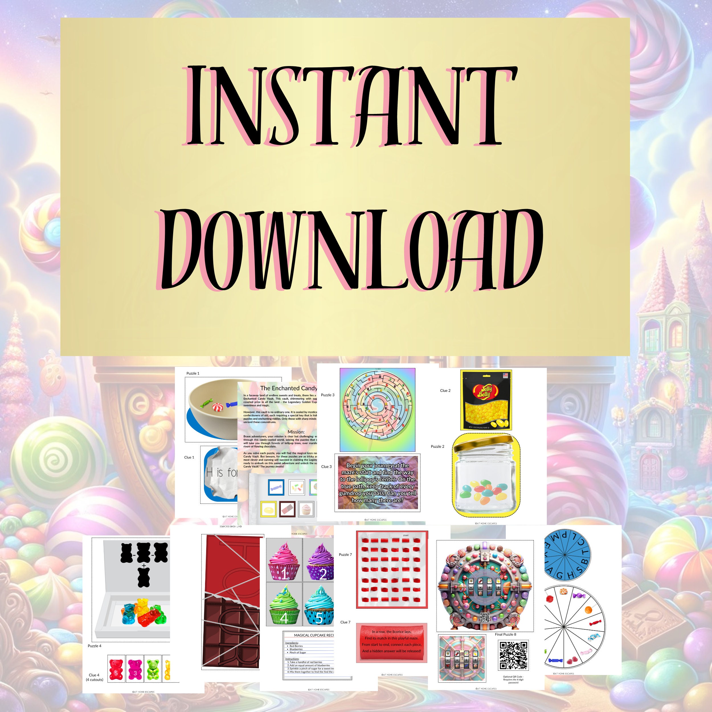 The Enchanted Candy Vault Escape Room Printable Puzzles 6&up Instant ...
