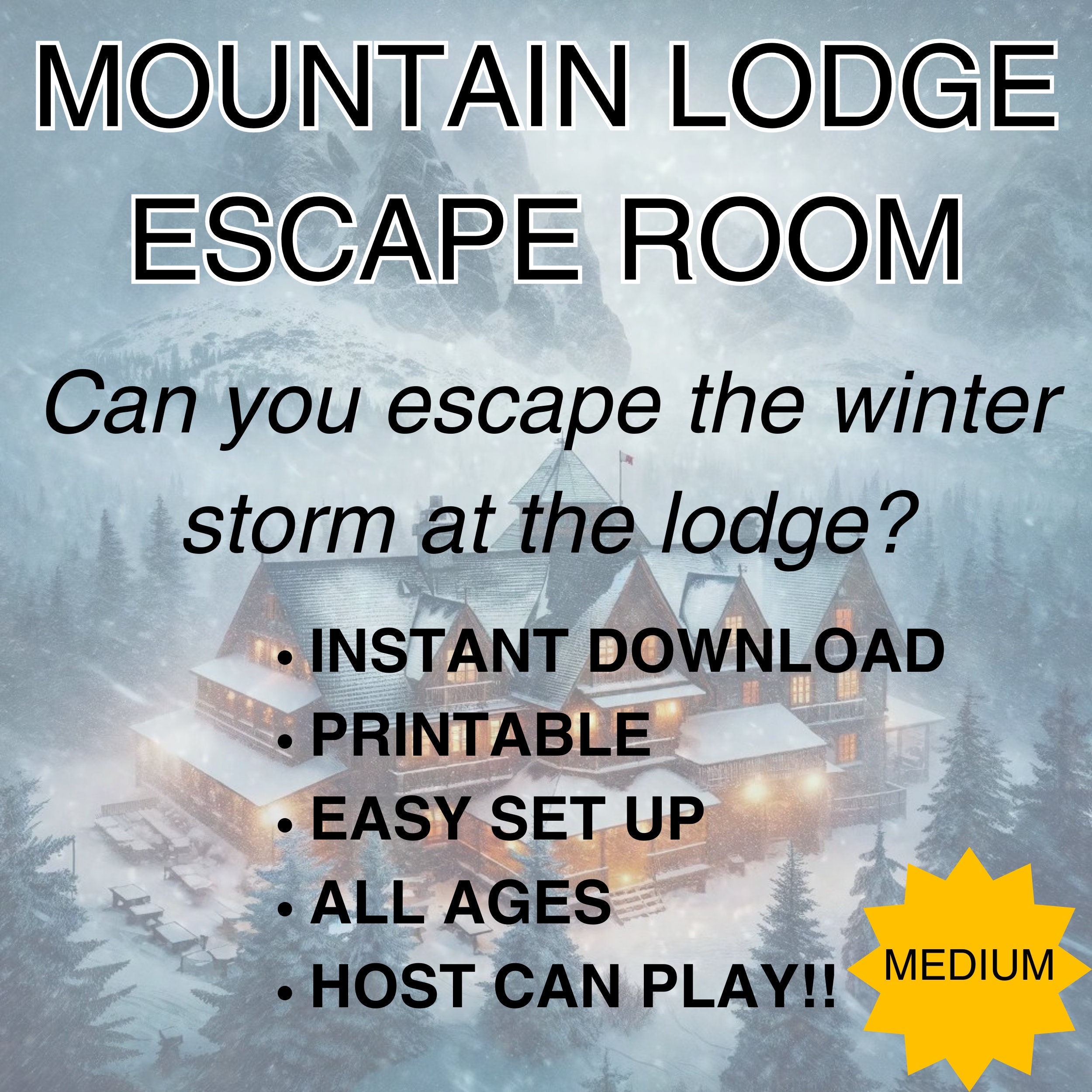 Mountain Lodge Escape Room Snowed in Escape Room Instant Download ...