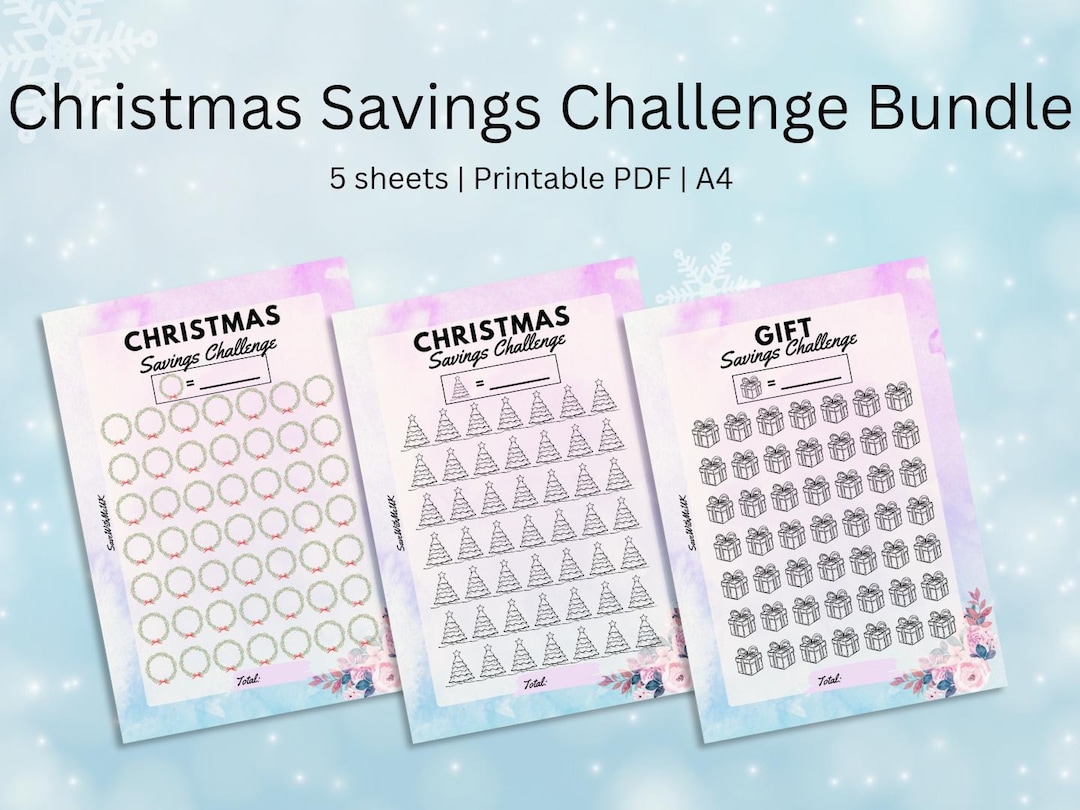 Coloured Christmas Savings Challenge Bundle, Printable Pdf, A4 - Etsy