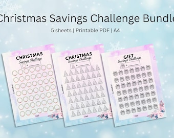 Coloured Christmas Savings Challenge Bundle, Printable Pdf, A4 - Etsy