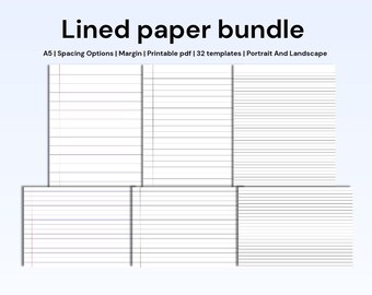 Lined Paper Bundle A4 Margin Notepad Printable Pdf Spacing Notebook ...