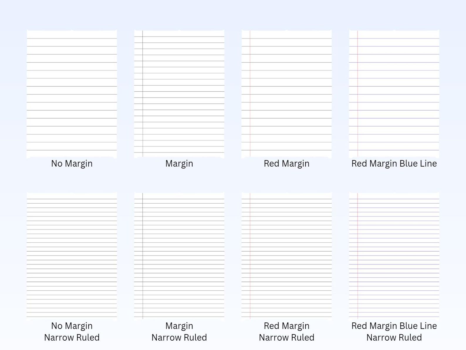 Lined Paper Bundle A4 Margin Notepad Printable Pdf Spacing Notebook ...