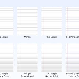 Lined Paper Bundle A4 Margin Notepad Printable Pdf Spacing Notebook ...