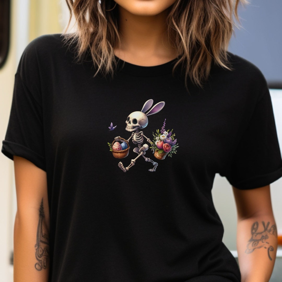 Goth Skeleton Easter Bunny Shirt, Skeleton Easter T-shirt, Skull Spring ...