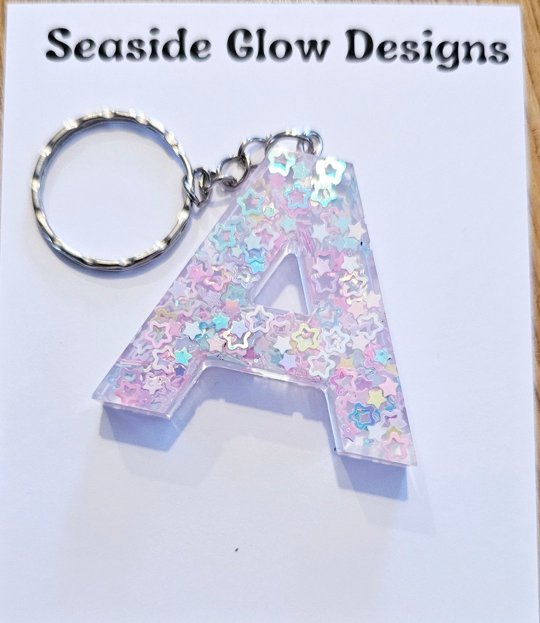 Initial Resin Letter Keyrings, Stars Keyring, Gifts for Her & Him ...