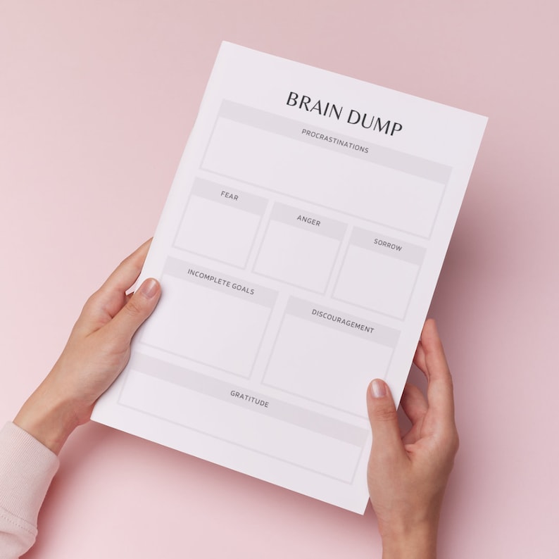 Printable Brain Dump Organizer, Anxiety Management, Prioritizing ...