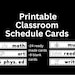Printable Classroom Schedule Cards, Monochrome Schedule Cards, Pocket ...