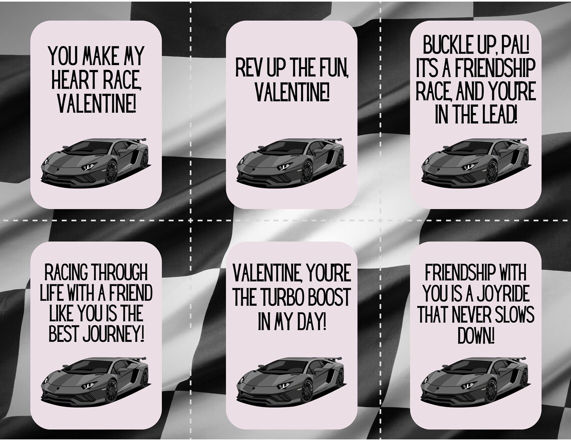 Printable Car Valentine Cards, School Valentine's Day Cards, Student ...