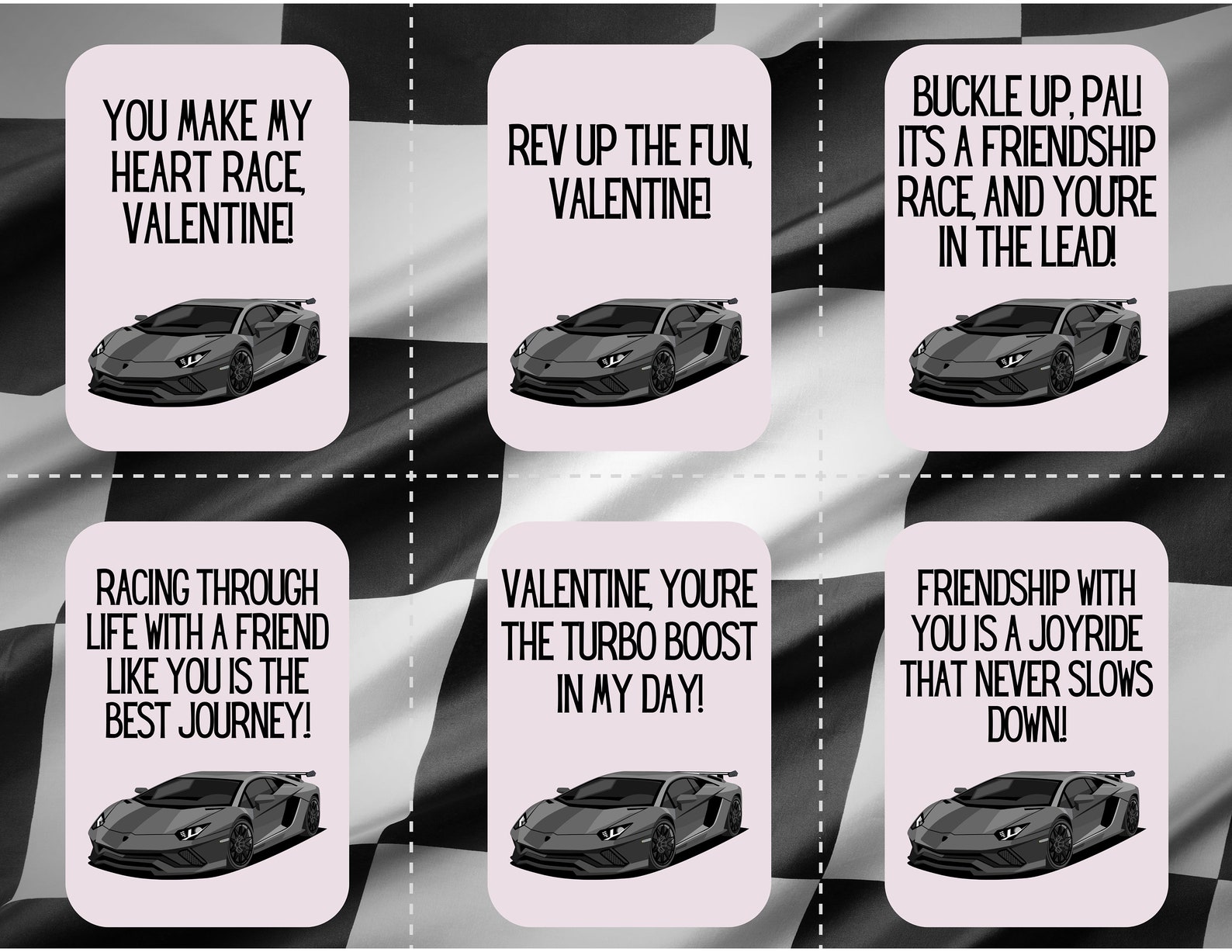 Printable Car Valentine Cards, School Valentine's Day Cards, Student ...