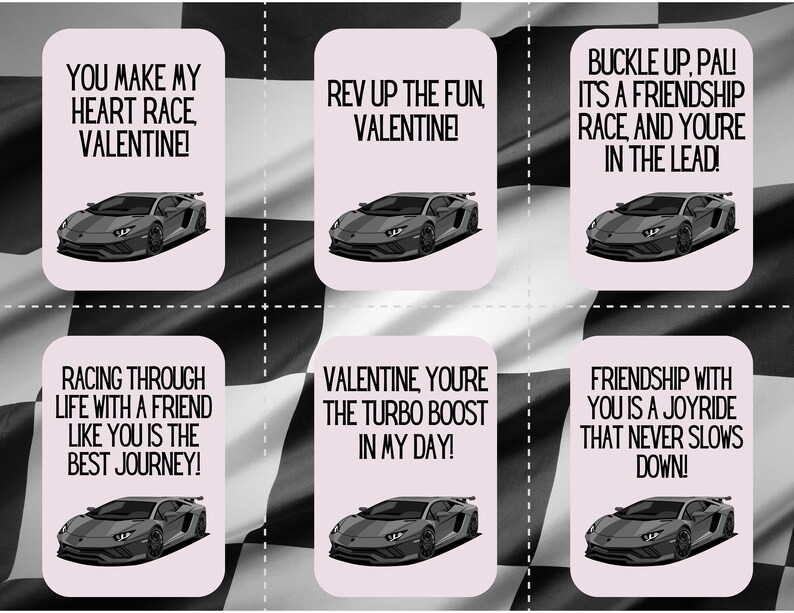 Printable Car Valentine Cards, School Valentine's Day Cards, Student ...