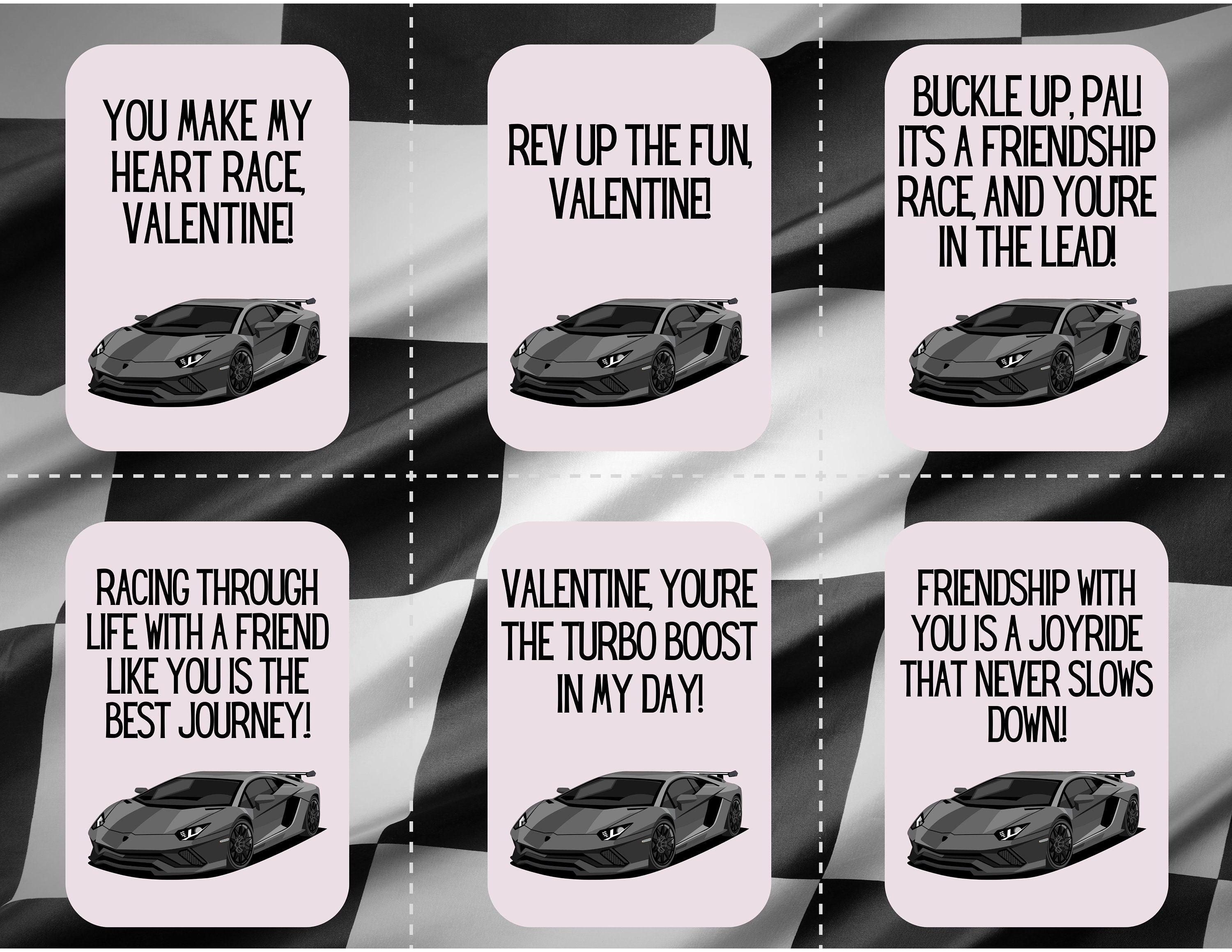 Printable Car Valentine Cards, School Valentine's Day Cards, Student ...