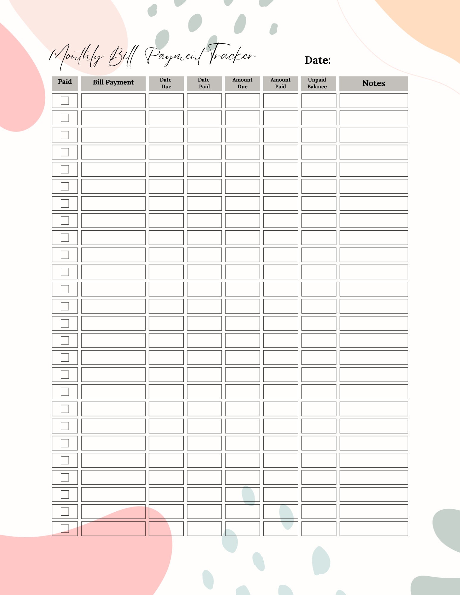 Printable Budget Planner, Money Management Tracker, Payment Schedule ...