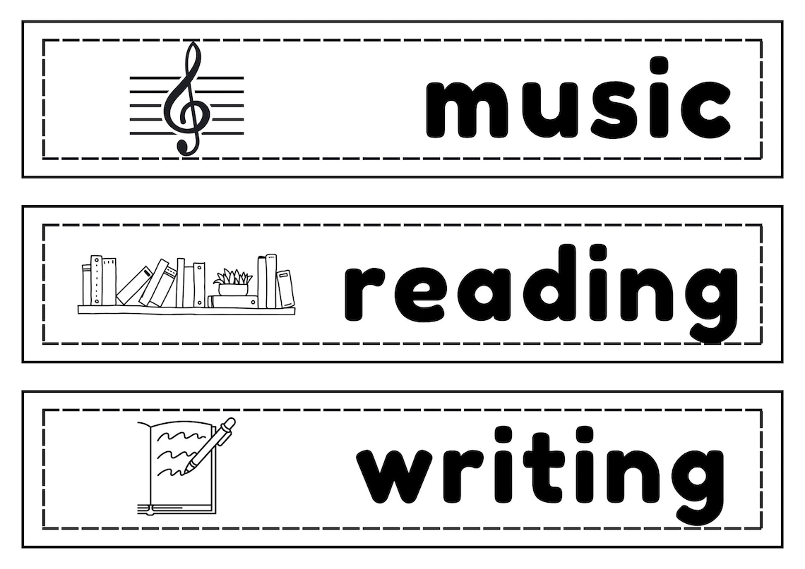 Printable Classroom Schedule Cards, Monochrome Schedule Cards, Pocket ...