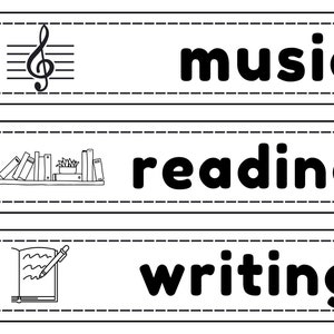 Printable Classroom Schedule Cards, Monochrome Schedule Cards, Pocket ...