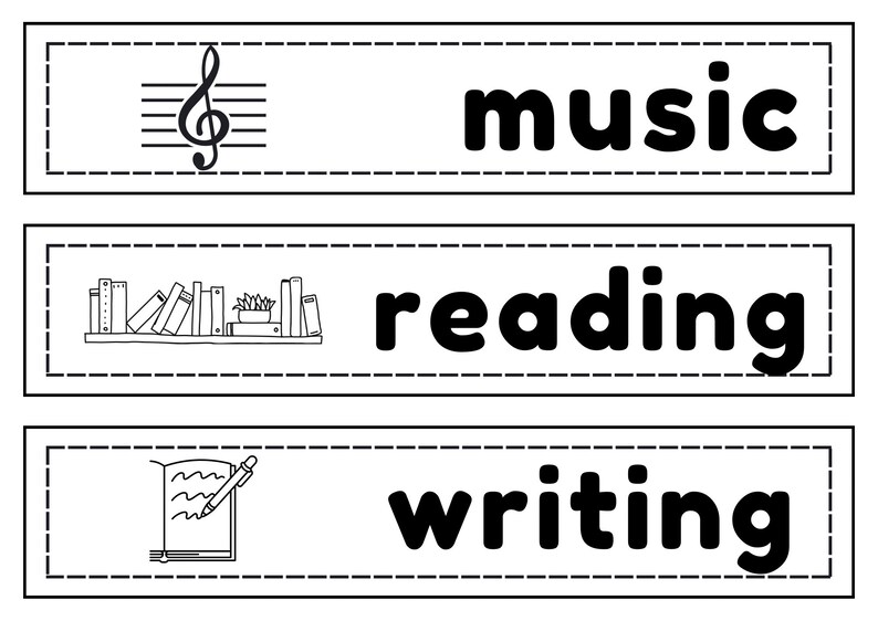 Printable Classroom Schedule Cards, Monochrome Schedule Cards, Pocket ...