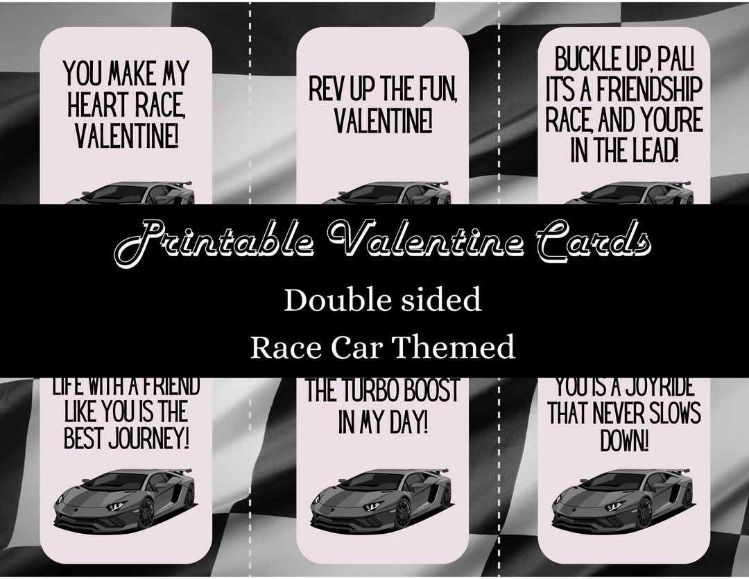 Printable Car Valentine Cards, School Valentine's Day Cards, Student ...