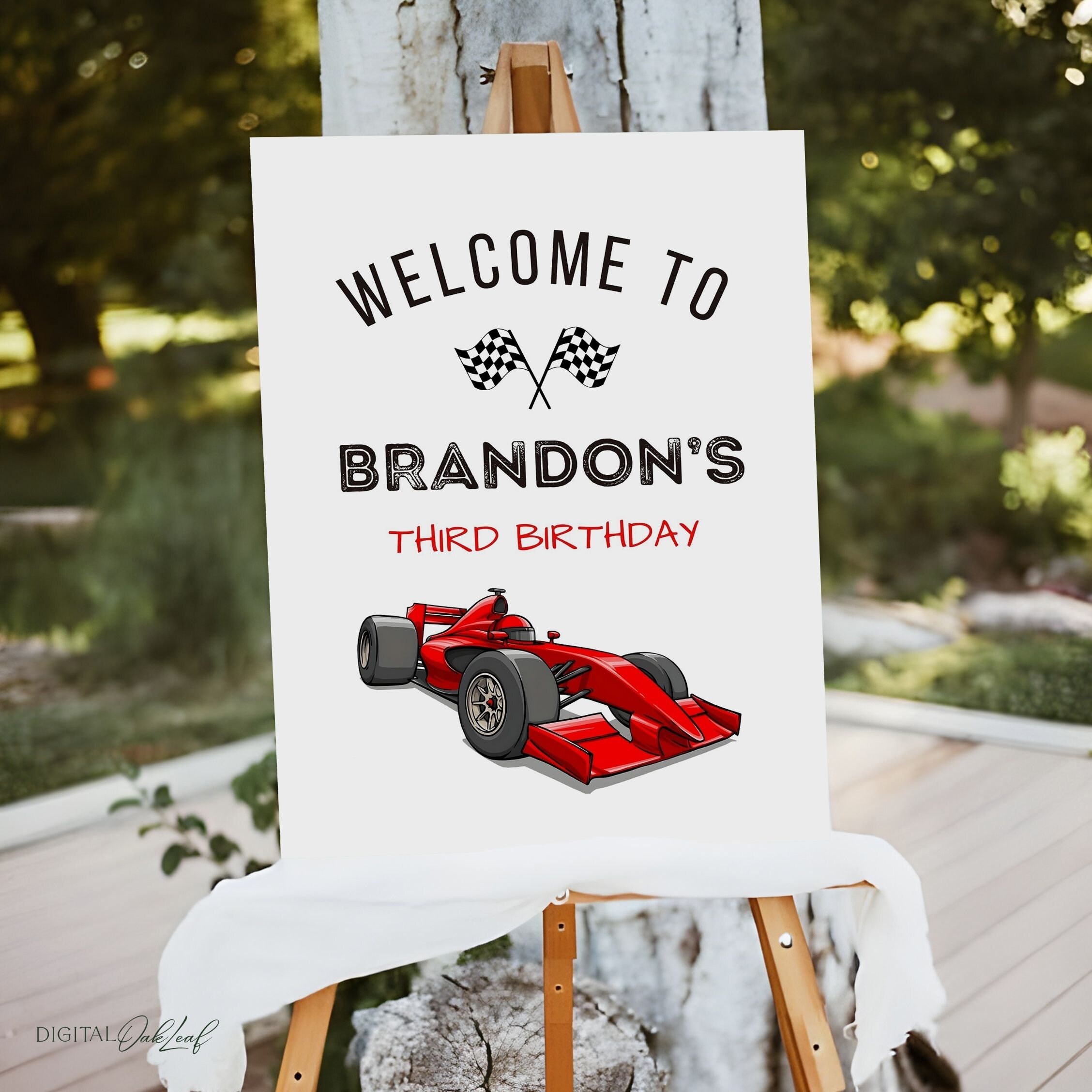 Racing Car Welcome Sign, Editable Kids Fast Car Birthday Party Decor ...