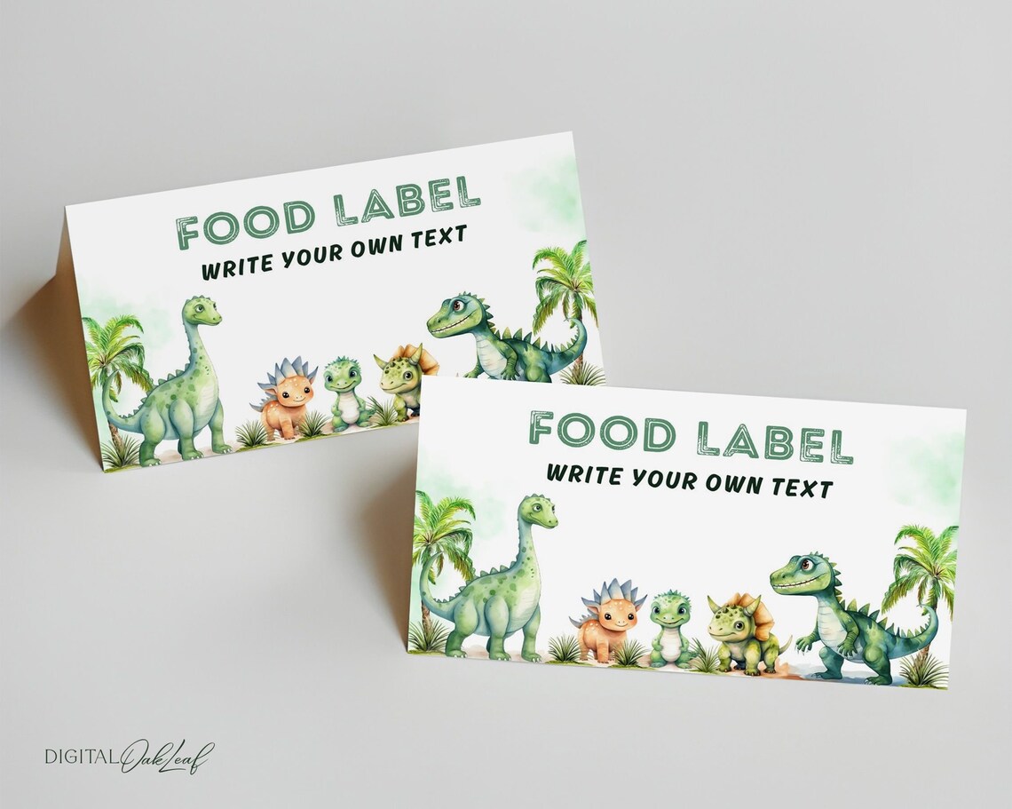 Editable Dinosaur Food Label, Birthday Party Food Tent Cards, Buffet ...