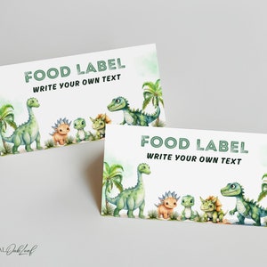 Editable Dinosaur Food Label, Birthday Party Food Tent Cards, Buffet ...