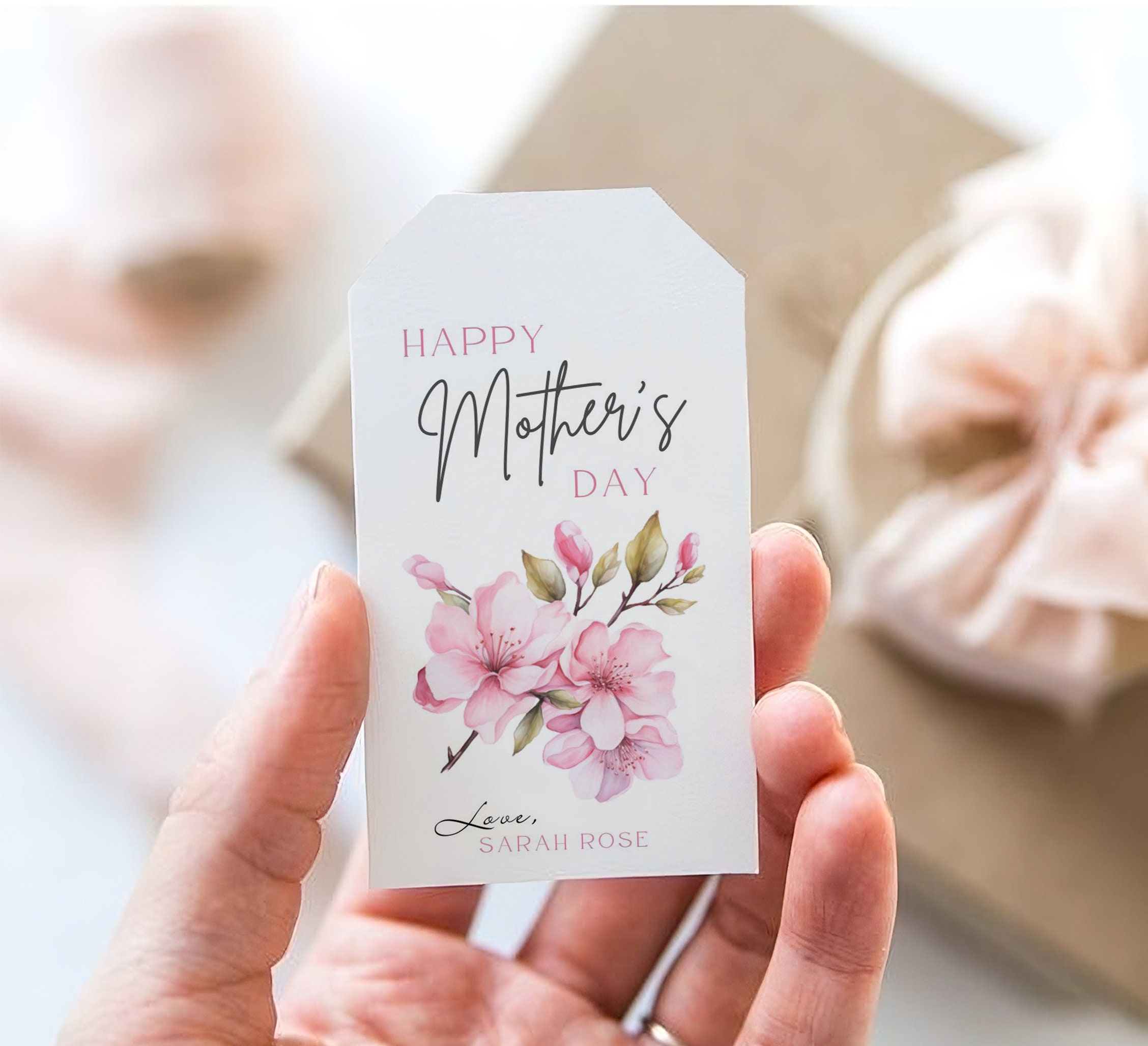 Mother's Day Gift Tag Template, Printable Cherry Blossom Mothers Day ...
