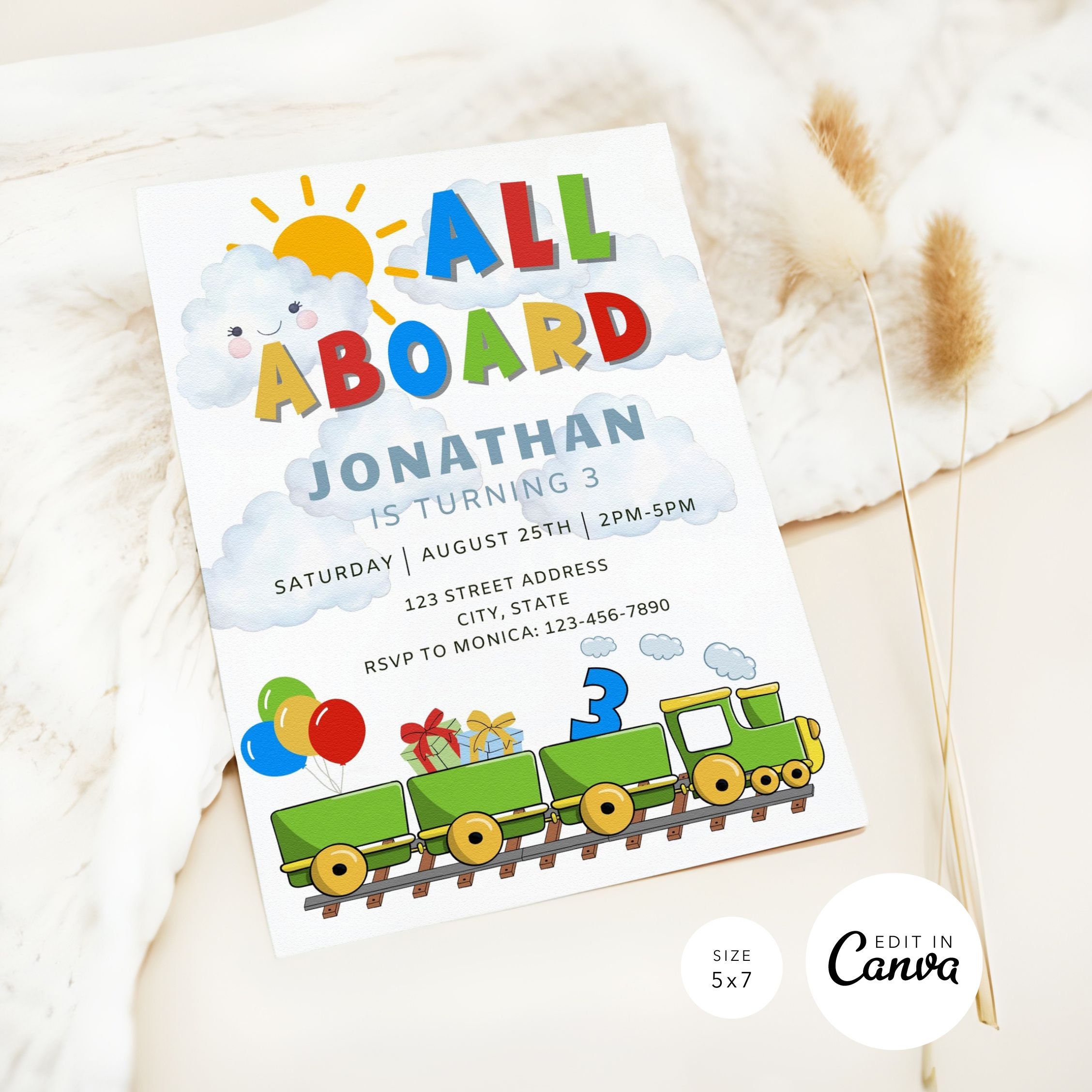 Editable Train Birthday Invitation, Any Age Birthday Invitation ...