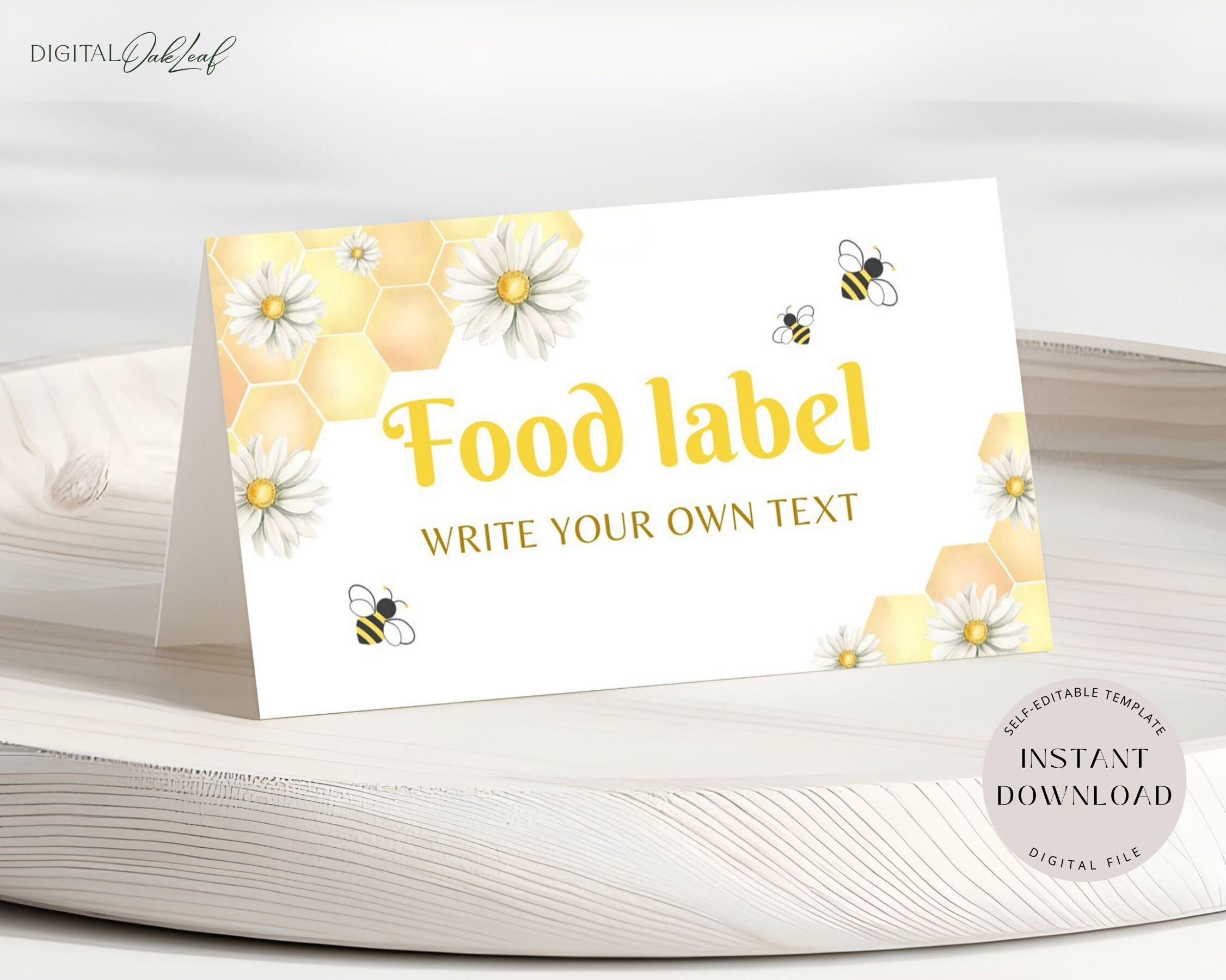 Editable 1st Bee-day Food Label, Bees Birthday Food Tent Cards, Buffet ...