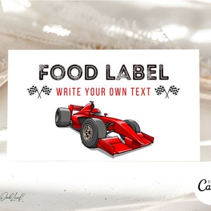 Editable Racing Car Food Label, Fast Car Birthday Party Food Tent Cards ...